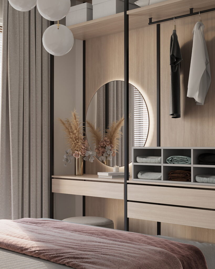 Modern interior design of 46.6 sqm apartment for newlyweds